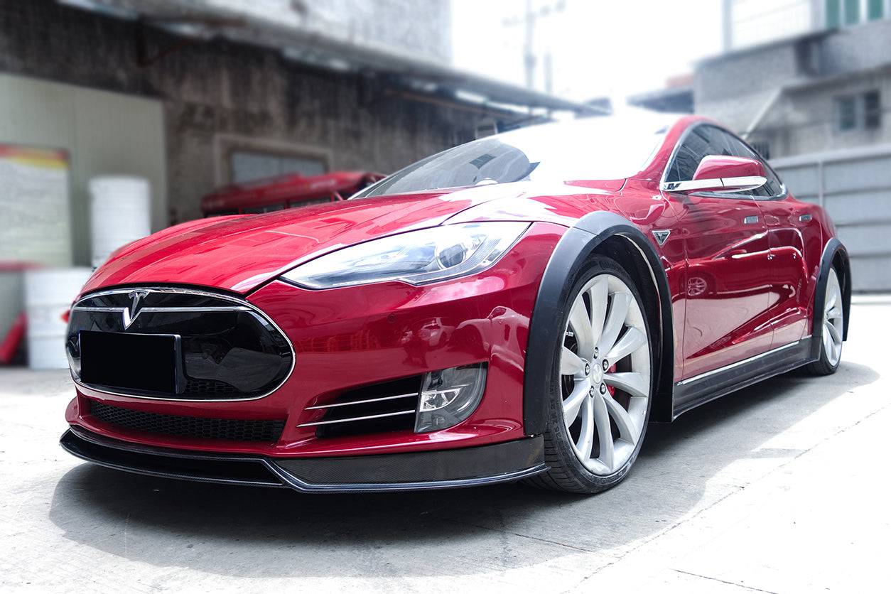 2012-2015 Tesla Model S RZS Style Part Carbon Fiber Front Lip With Und ...