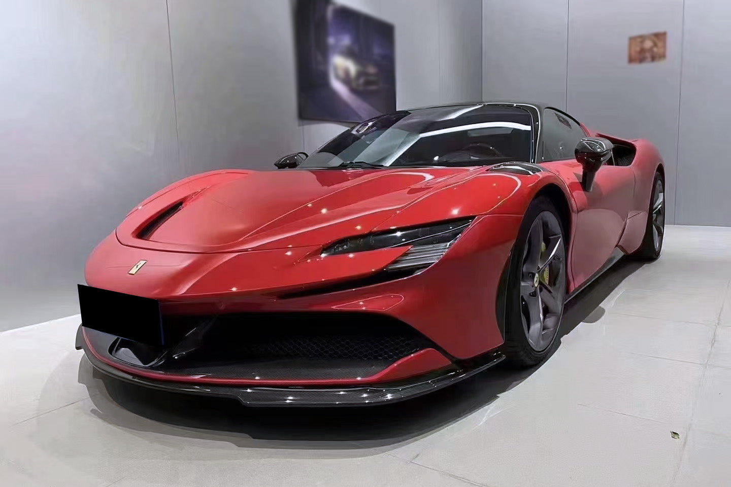 2020-UP Ferrari SF90 MIX Style Autoclave Carbon Fiber Front Lip Splitt ...
